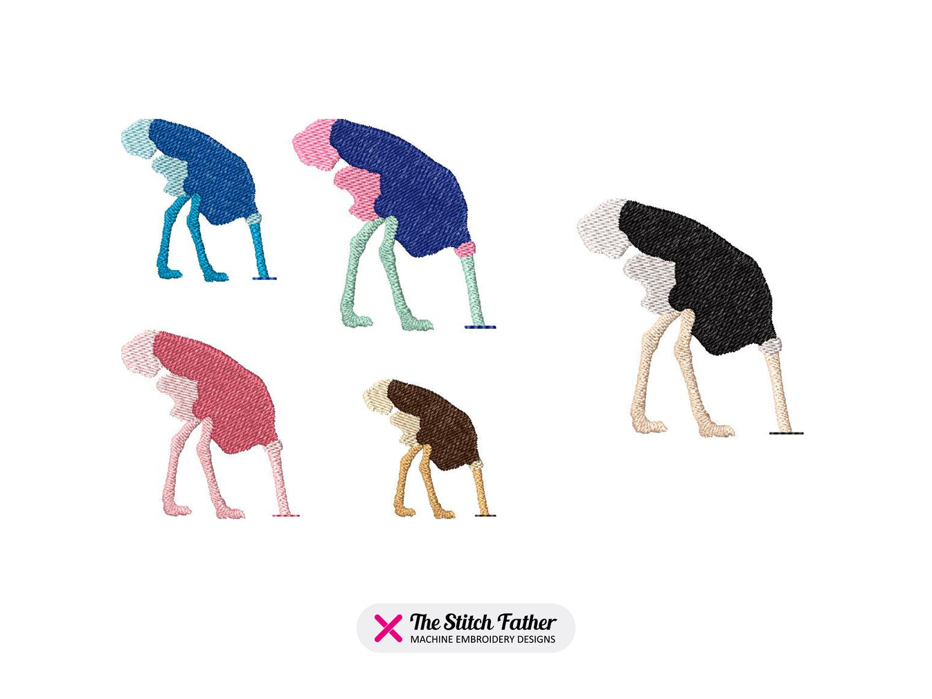 Ostrich with Hidden Head – The Stitch Father - Machine Embroidery