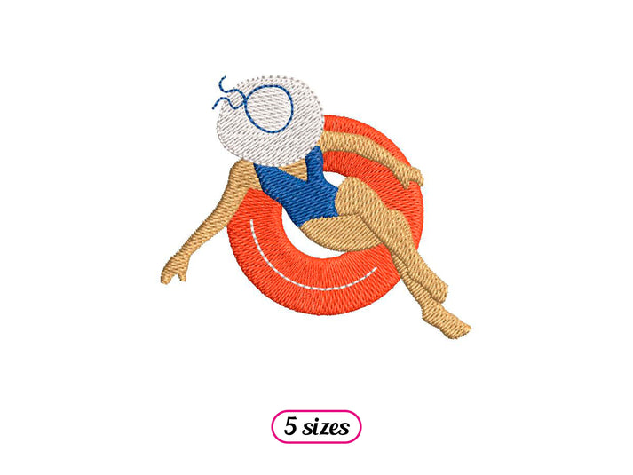 Retro Lady Swim Ring – The Stitch Father - Machine Embroidery